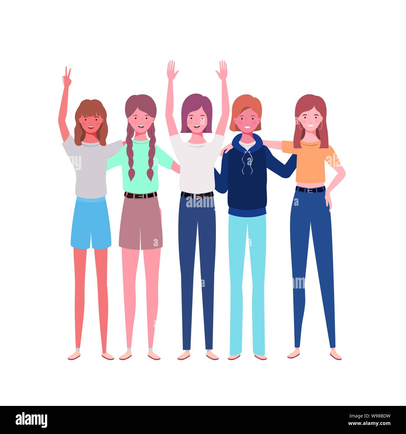 young women standing on white background Stock Vector Image & Art - Alamy