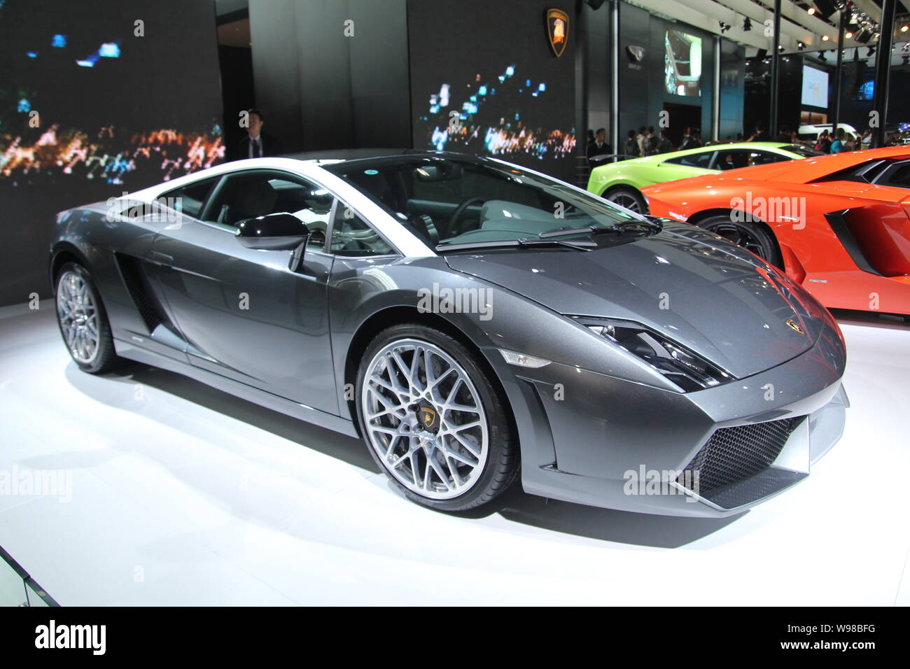--File--View of the stand of Lamborghini during an auto show in ...