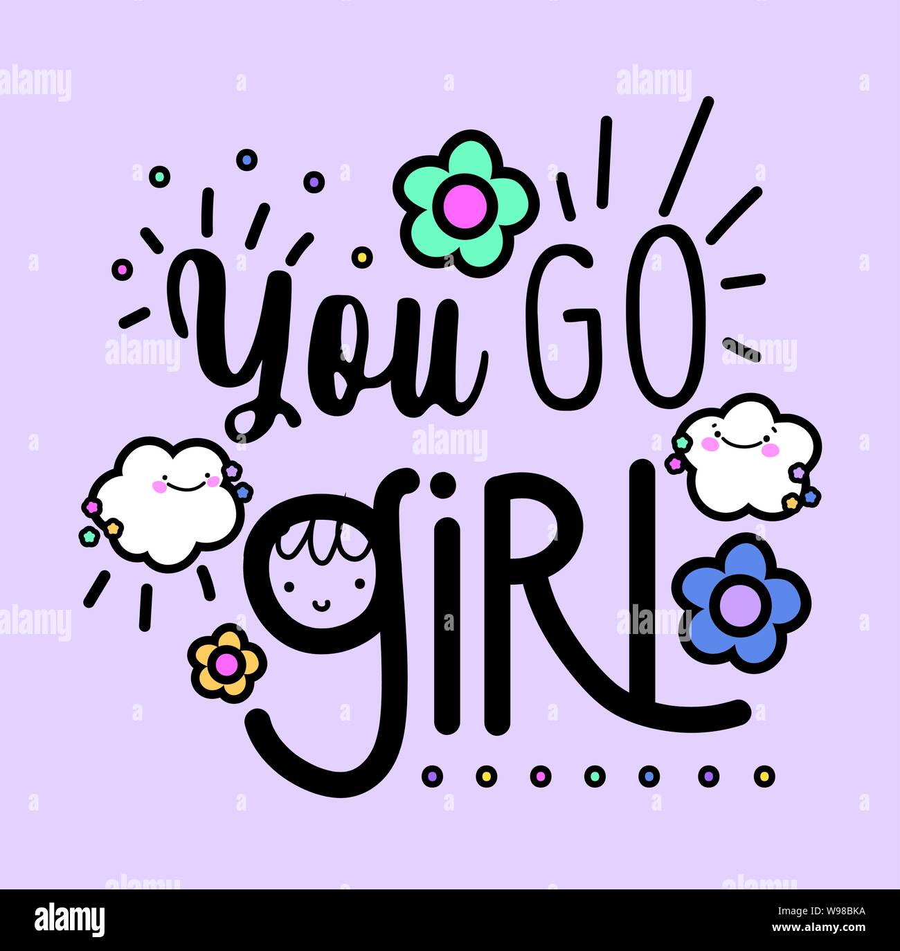 handwritten messages background you go girl positive word vector ...