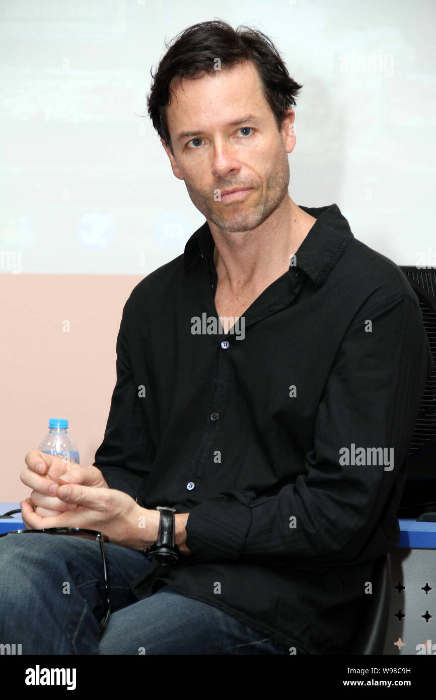Australian actor Guy Pearce attends a meeting with local students to ...