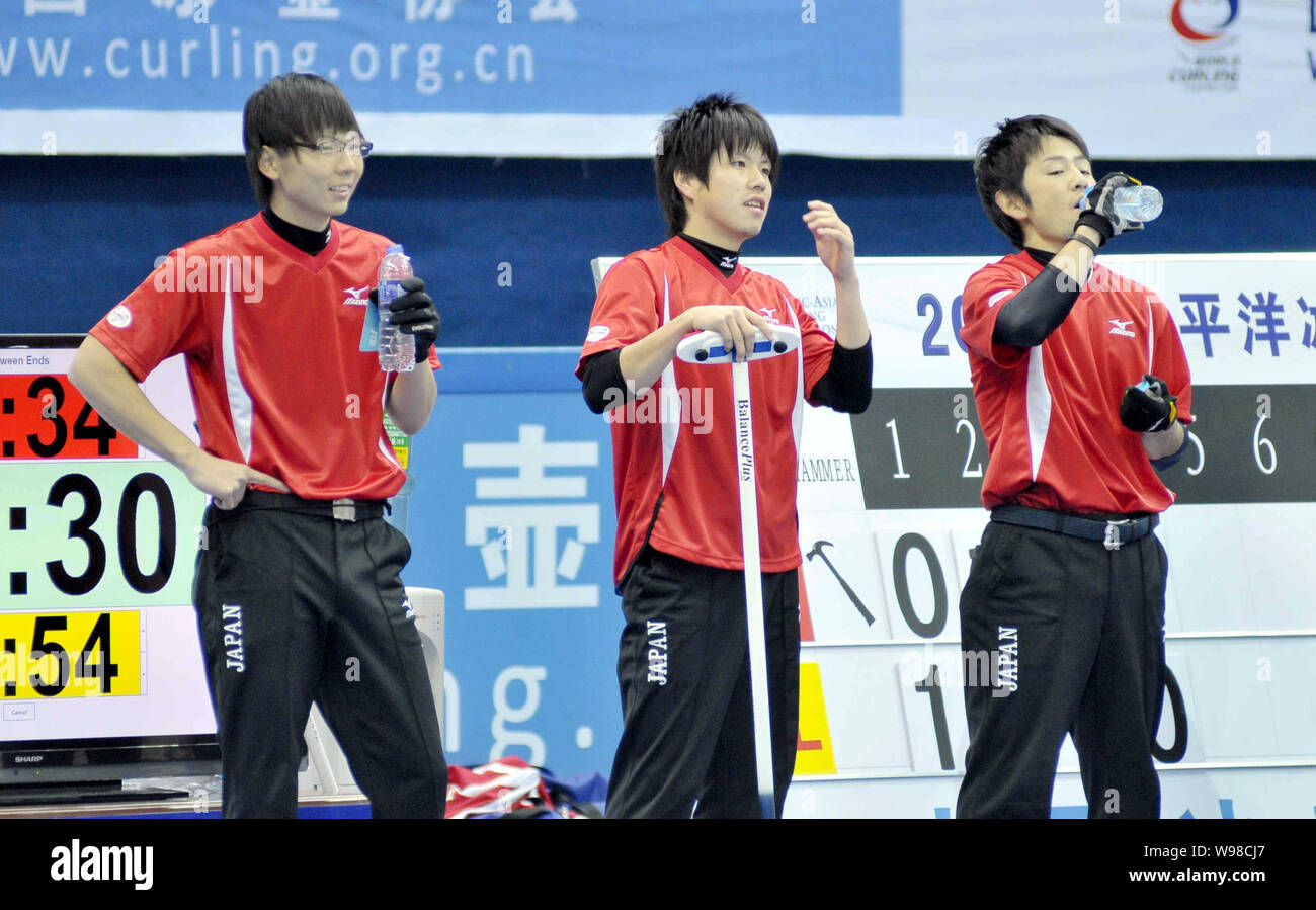 Players of Japan are pictured in a mens double round-robin match ...