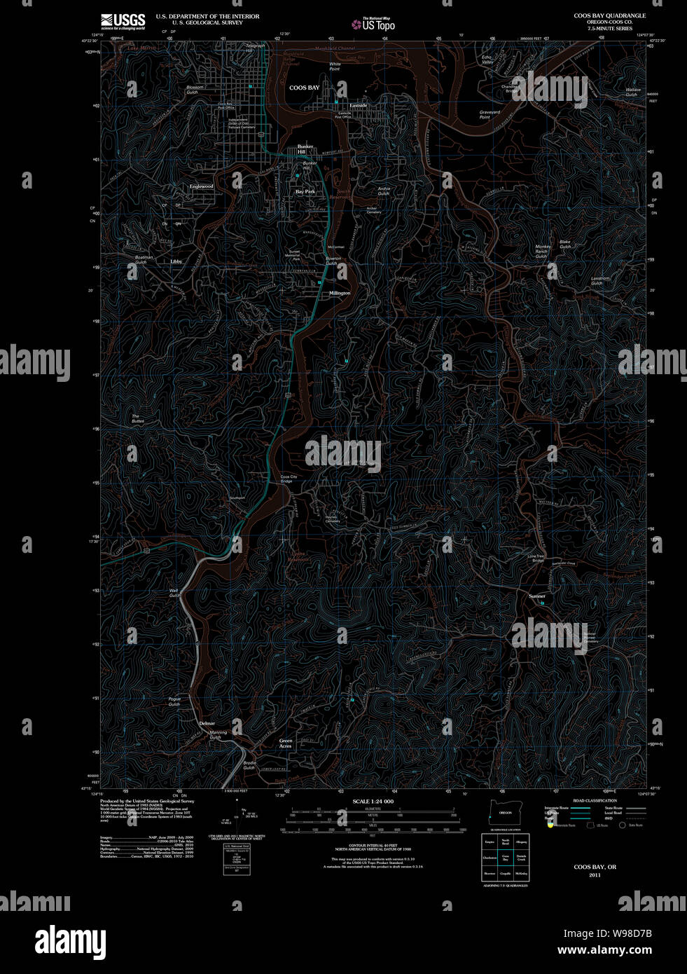 Map of coos bay oregon hi-res stock photography and images - Alamy