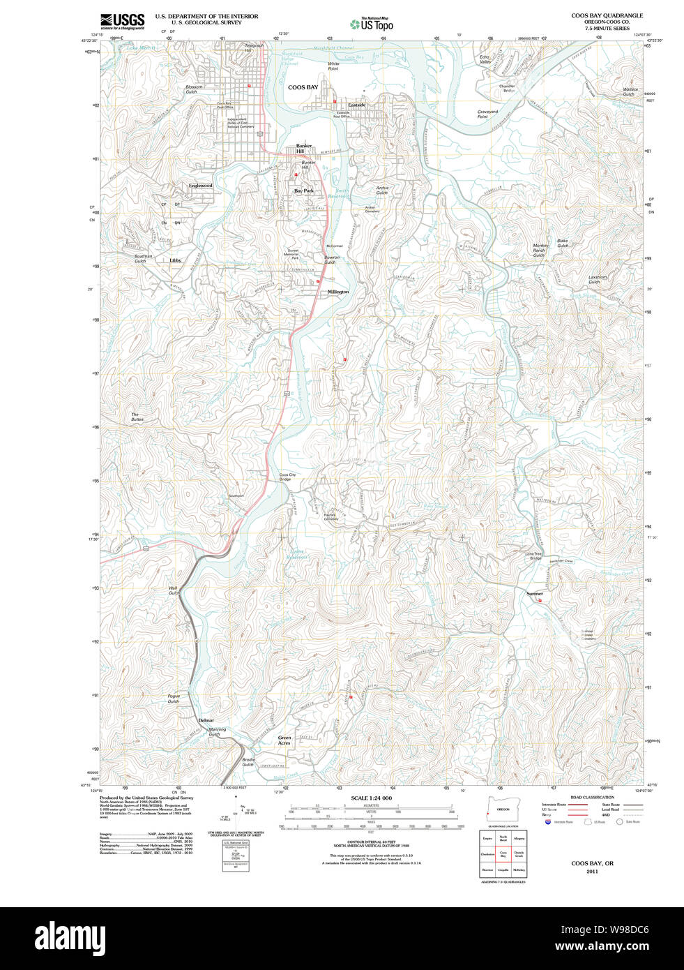 Map of coos bay oregon Cut Out Stock Images & Pictures - Alamy