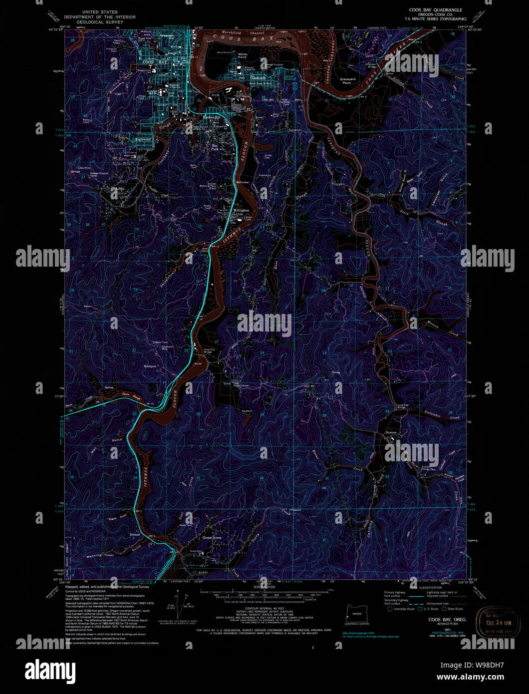 Map of coos bay oregon hi-res stock photography and images - Alamy