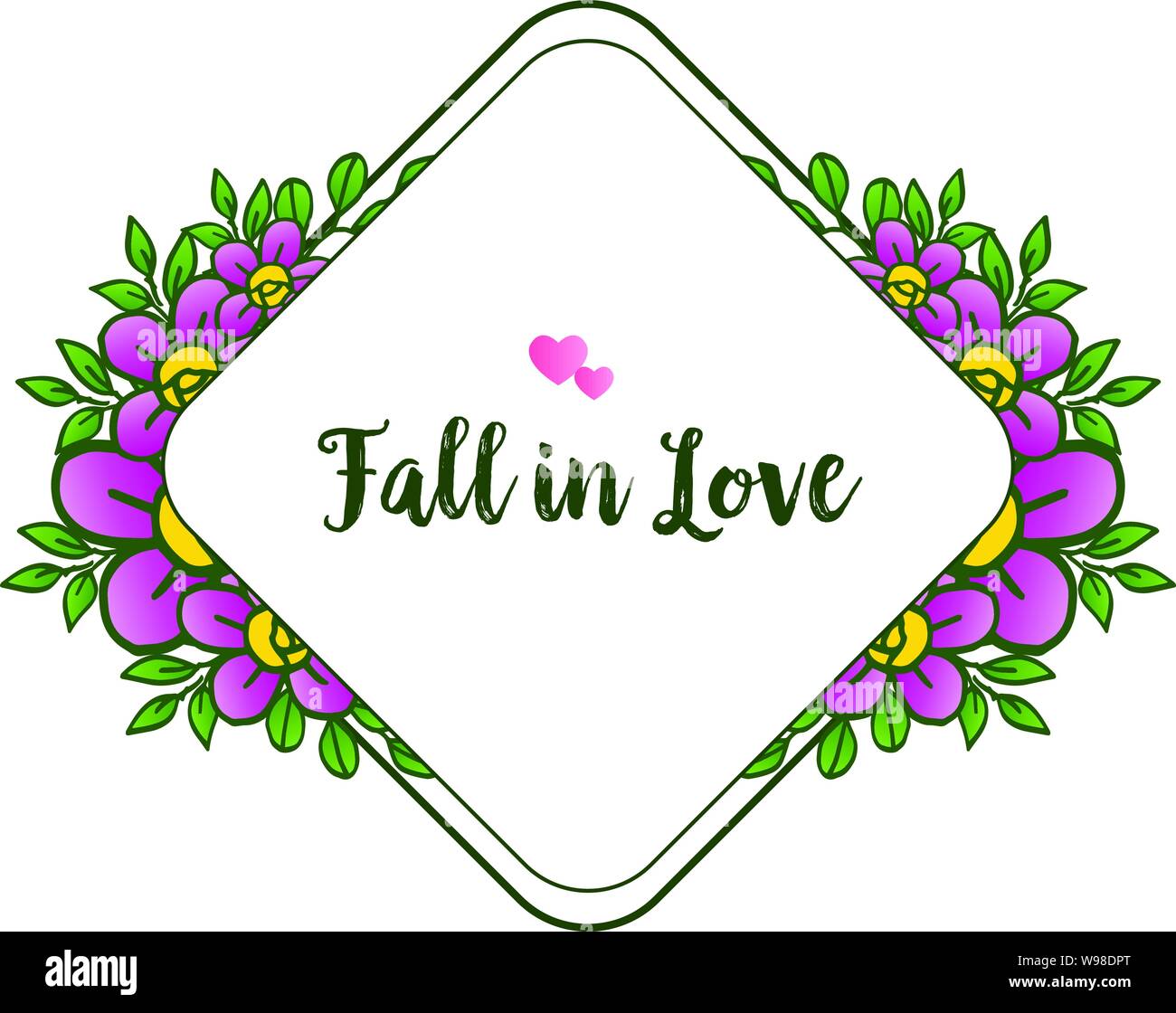 Abstract purple flower frames, for card background fall in love. Vector ...