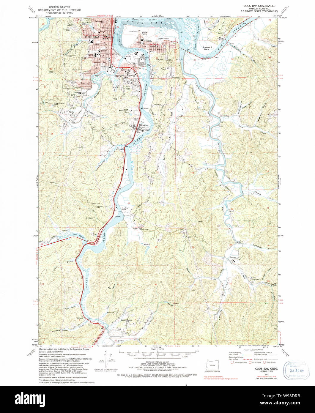 Map of coos bay oregon Cut Out Stock Images & Pictures - Alamy