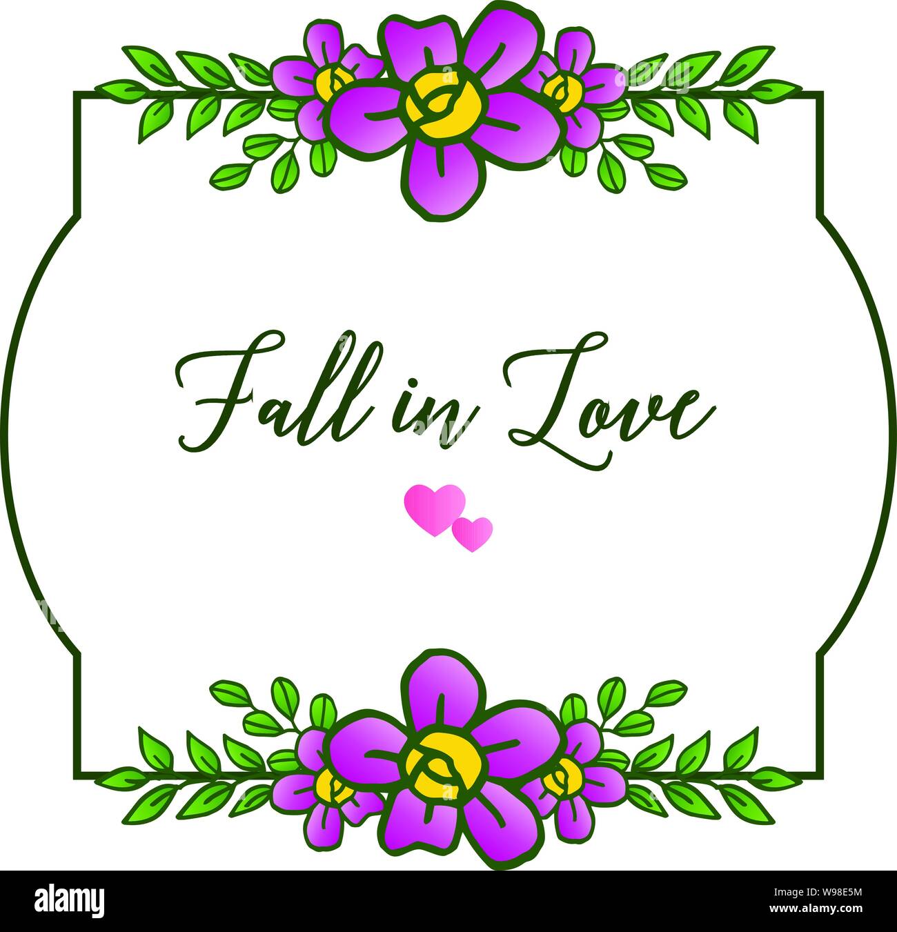 Abstract purple flower frames, for card background fall in love. Vector ...