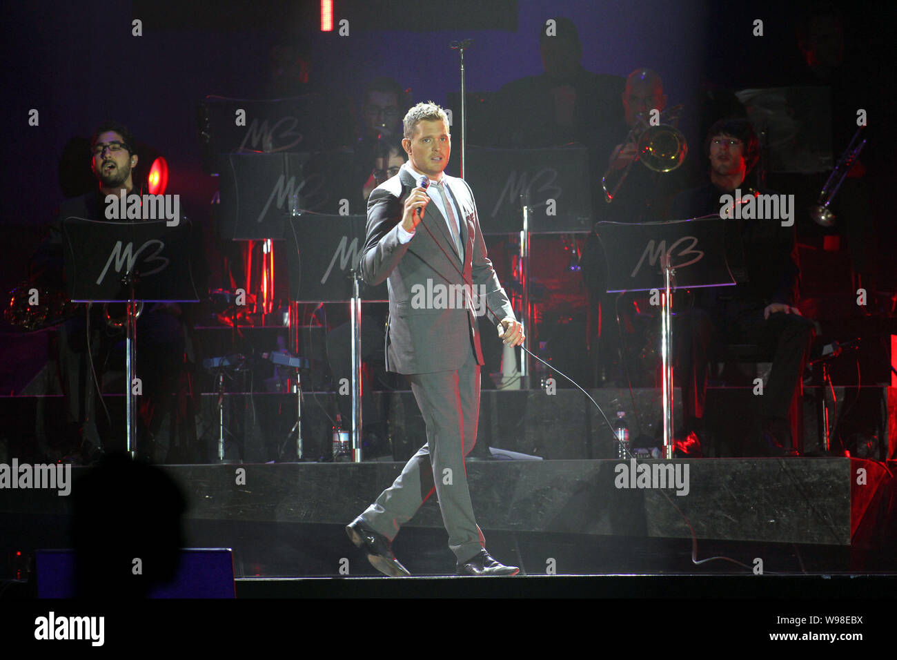 Canadian jazz singer Michael Buble performs at his concert in Hong Kong ...
