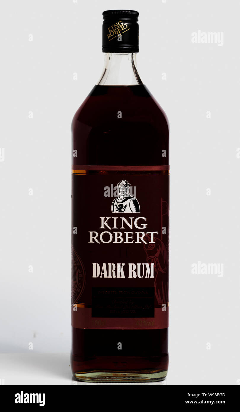 King Robert II dark rum 1 l bottle isolated on white background Stock ...