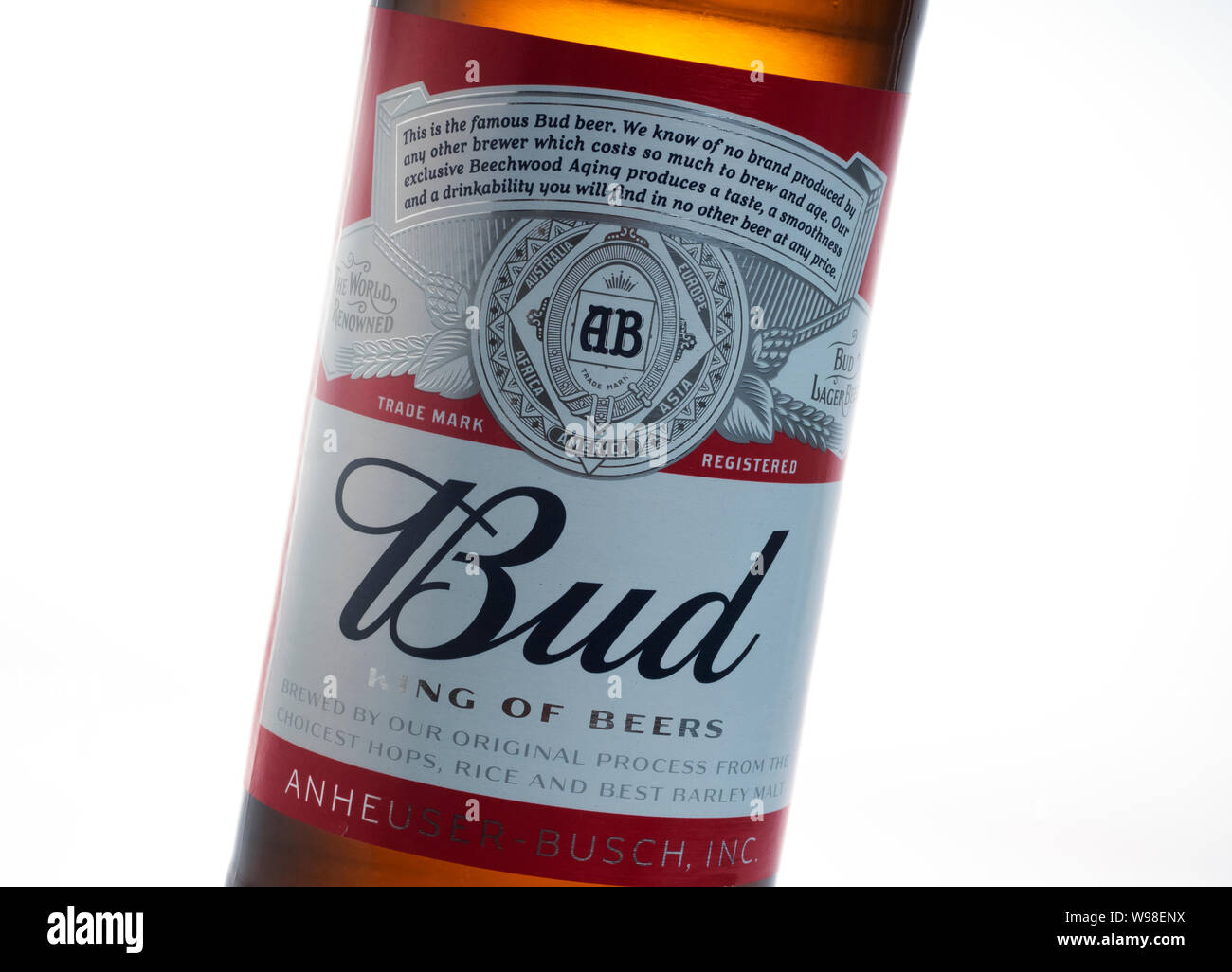 Bud beer 0,5 l bottle isolated on white background Stock Photo - Alamy