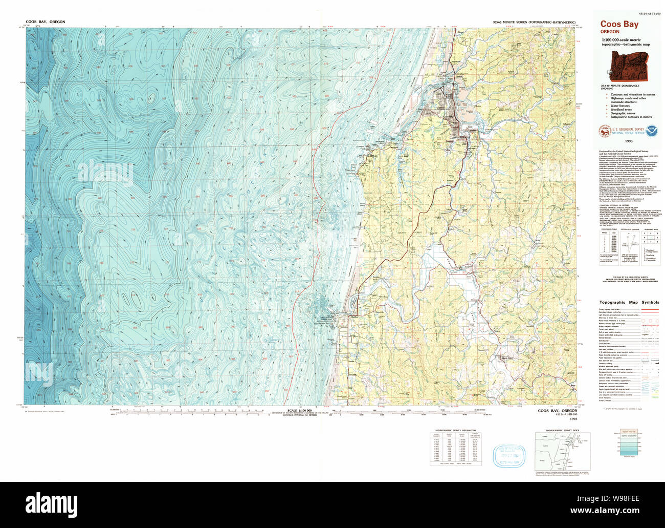Map of coos bay oregon Cut Out Stock Images & Pictures - Alamy