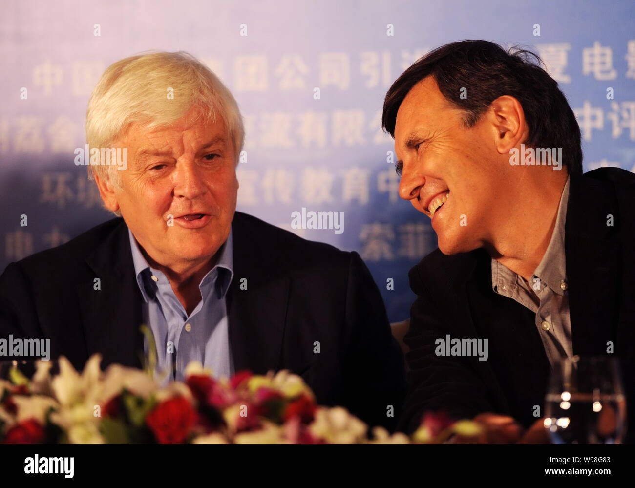 French director Jacques Perrin (L) and assistant director Jacques ...