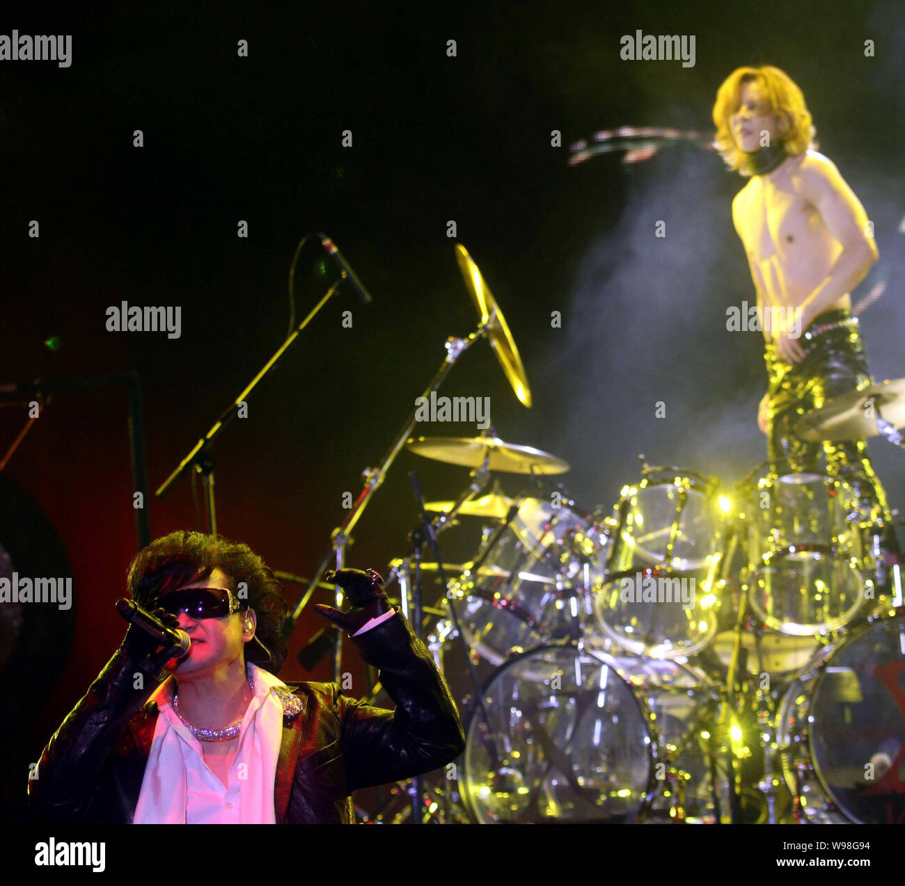 Yoshiki, right, and Toshi of Japanese heavy metal band X Japan perform ...