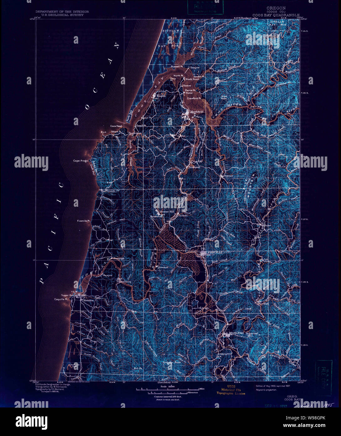 Map of coos bay oregon hi-res stock photography and images - Alamy