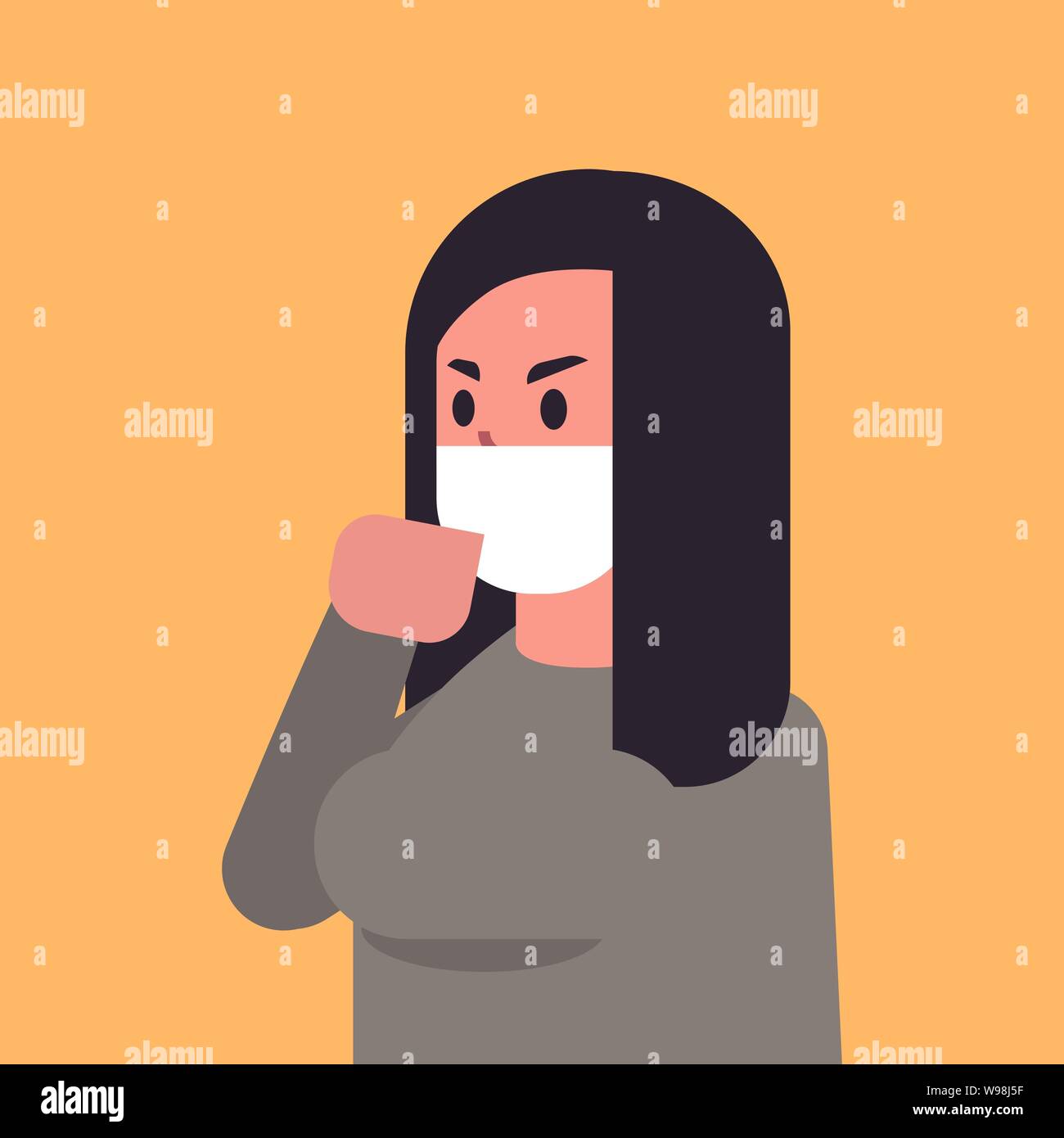 woman wearing face mask environmental industrial smog dust toxic air ...