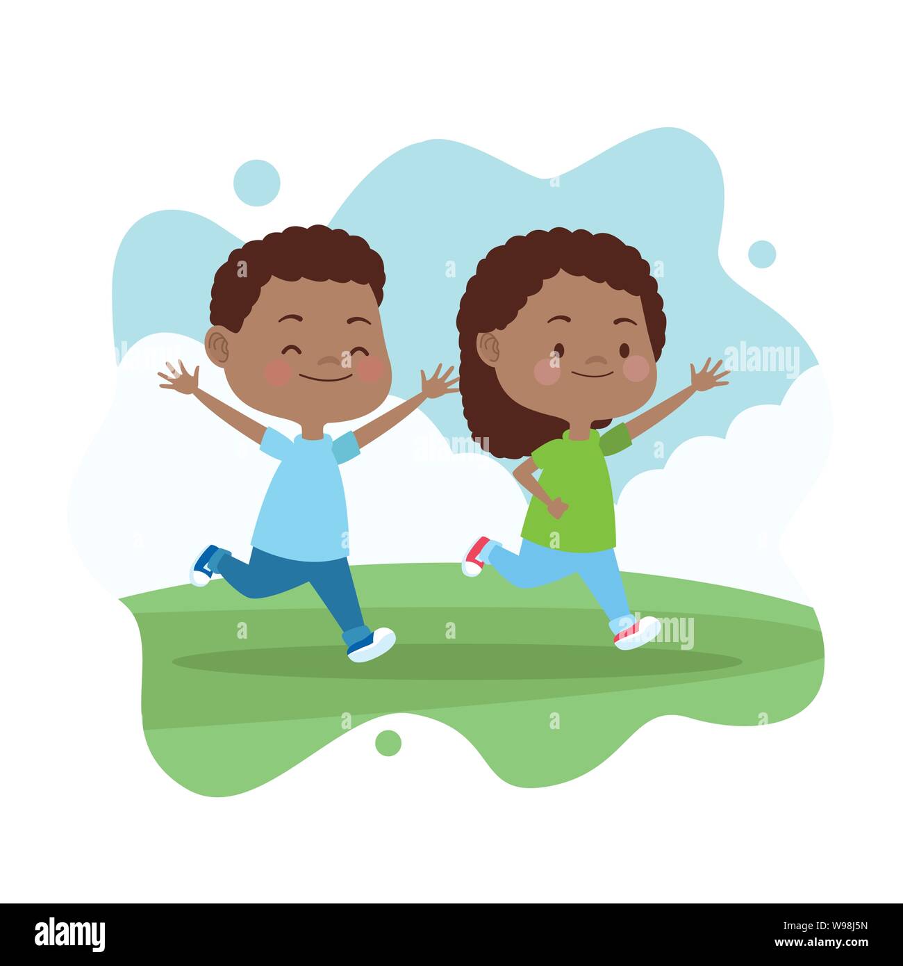 Kids playing and smiling in the park Stock Vector Image & Art - Alamy