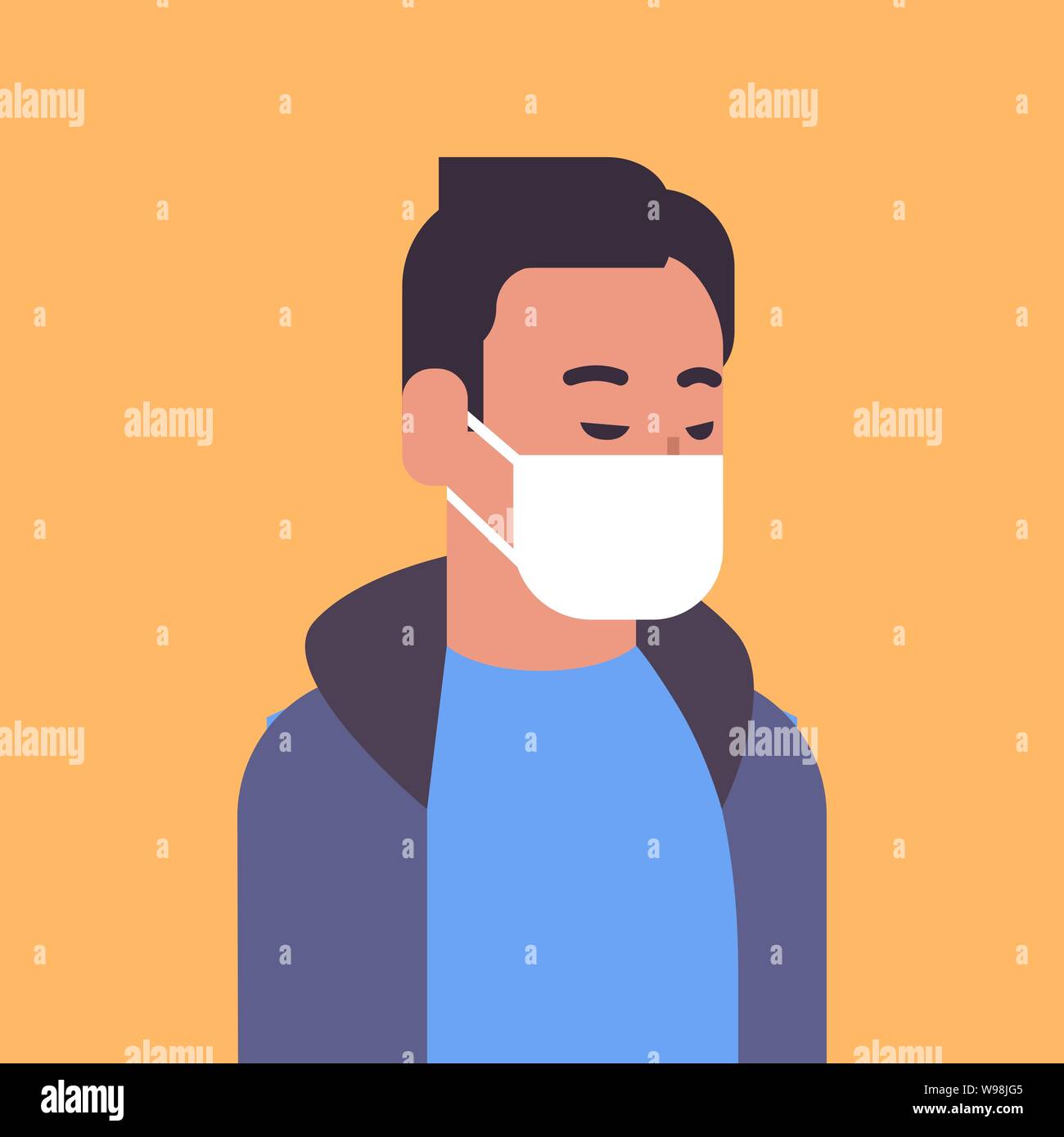 man wearing face mask environmental industrial smog dust toxic air ...