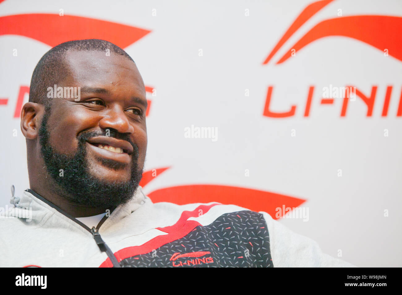 Former NBA superstar Shaquille ONeal smiles during a promotional event ...