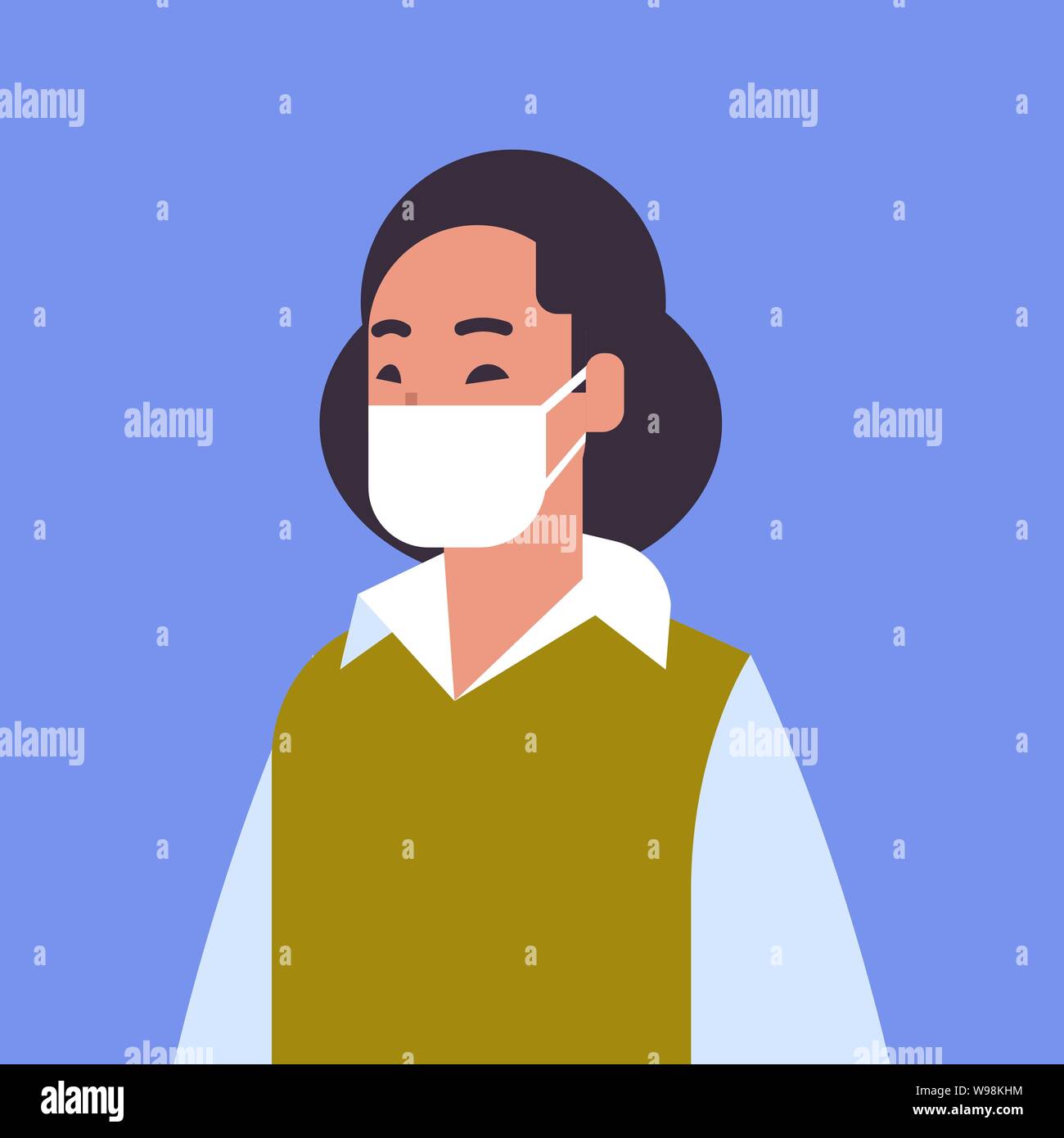 woman wearing face mask environmental industrial smog dust toxic air ...