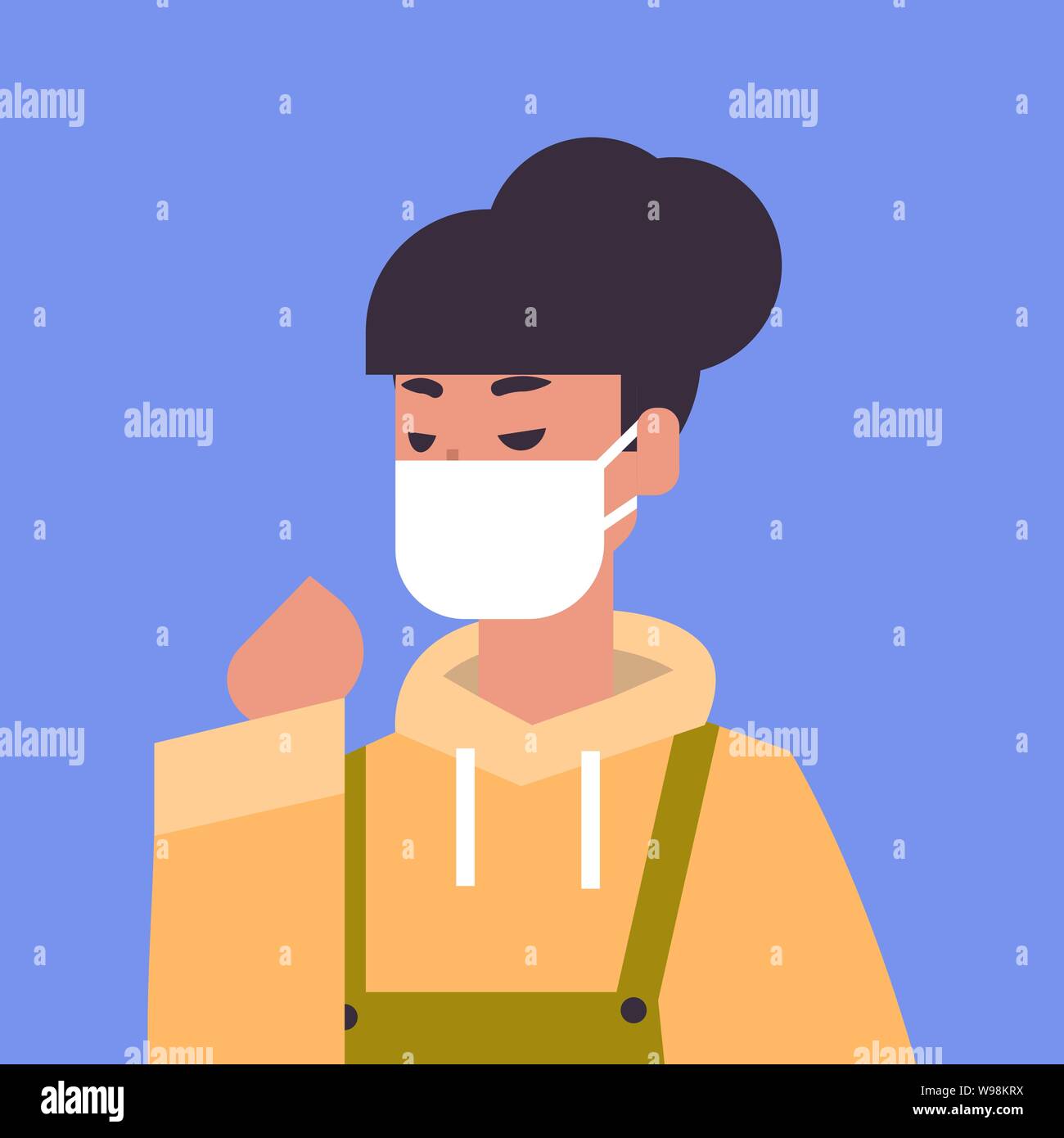 woman wearing face mask environmental industrial smog dust toxic air ...