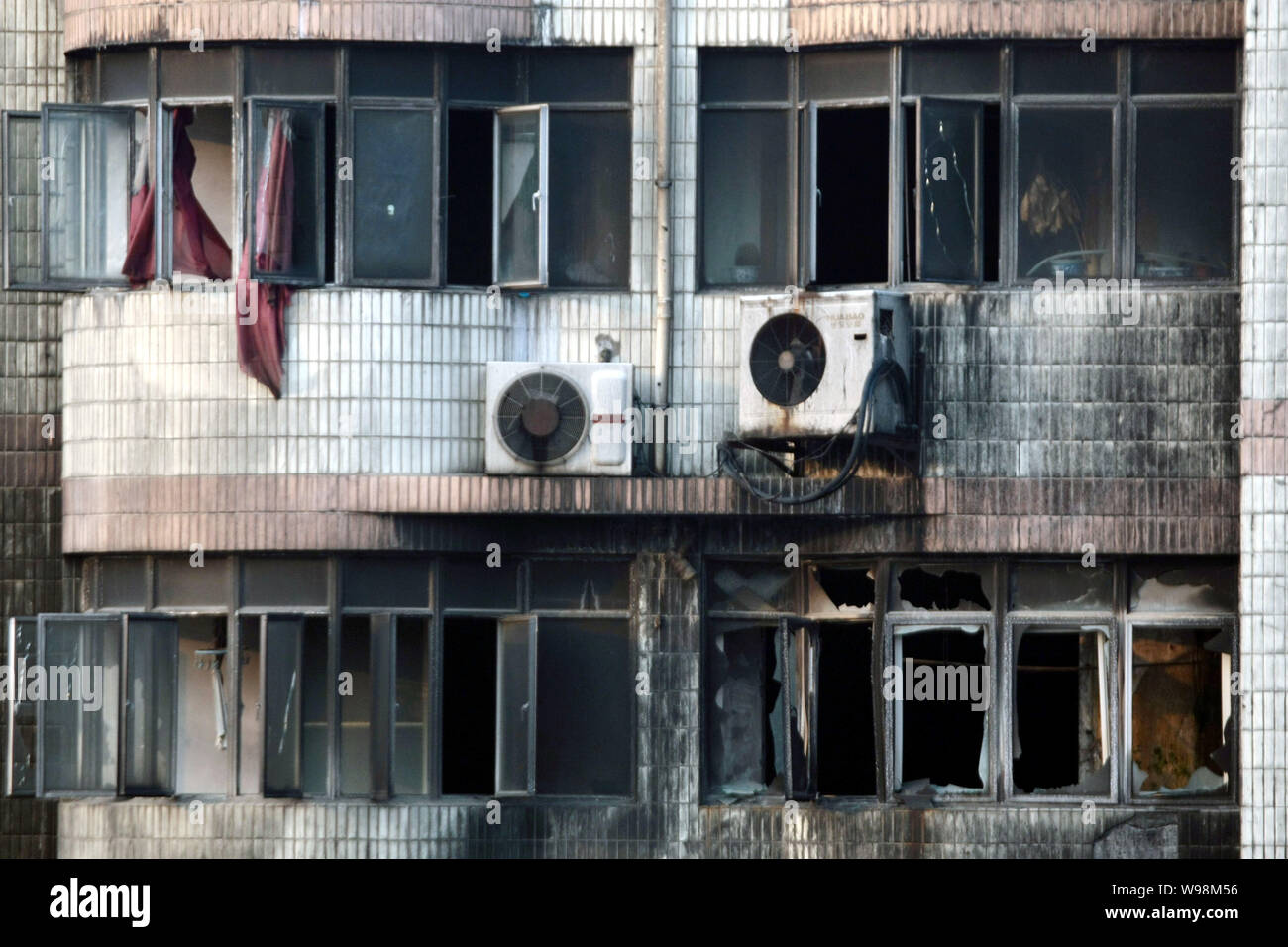 The residential apartment building burnt out in the deadly fire on ...