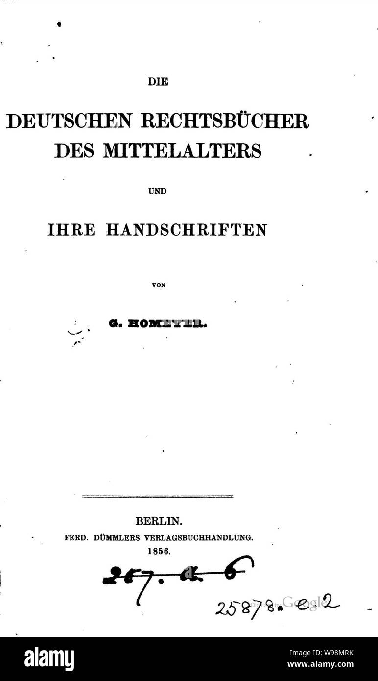 Deutsche Rechtsbücher des Mittelalters 001 Stock Photo - Alamy