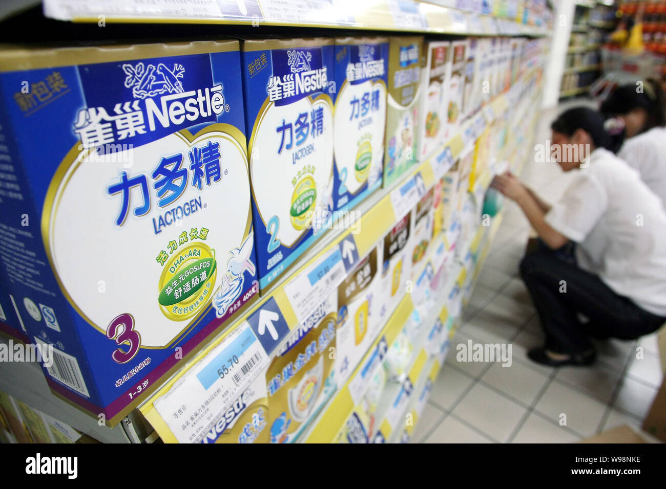 Bags of Nestle milk powder for sale in a supermarket in Shanghai, China ...
