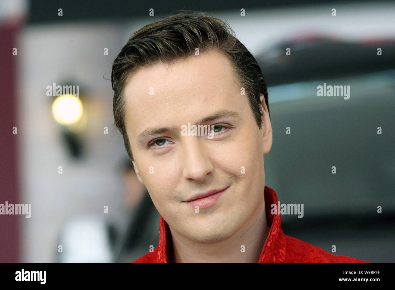 Russian singer Vitas is pictured at the booth of Mercedes-Benz at the ...