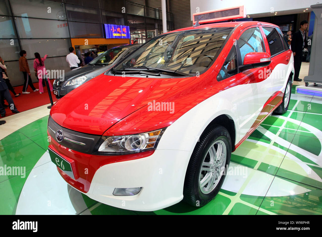 The BYD e6 EV is seen on display at the 14th Shanghai International Automobile Industry ...