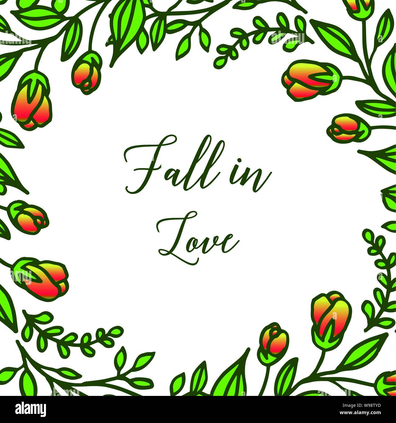 Border of cute drawing leaf floral frame, for template of card fall in ...