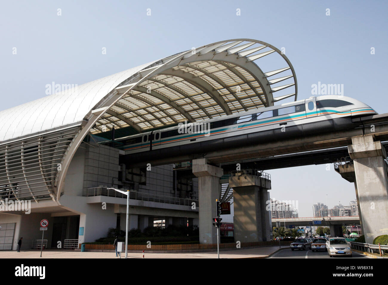 --FILE--A maglev (transrapid) train leaves the Longyang Road Station in ...