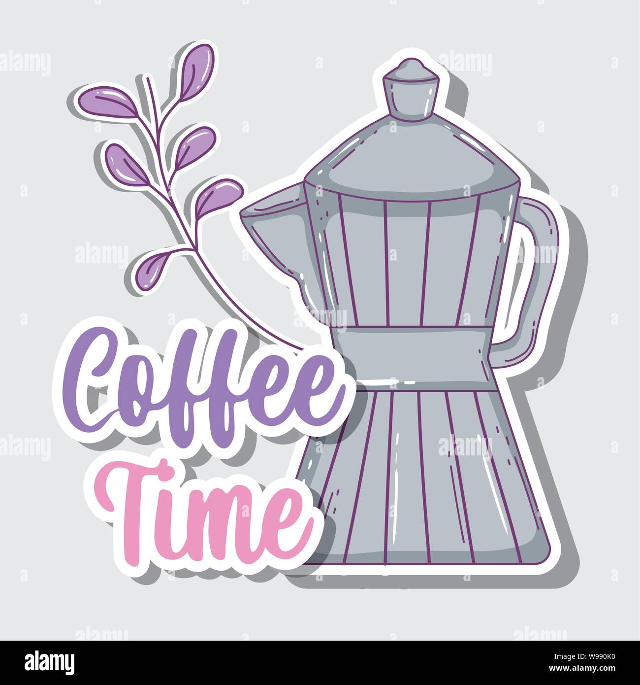 moka pot coffee time sketch flat design vector illustration Stock ...