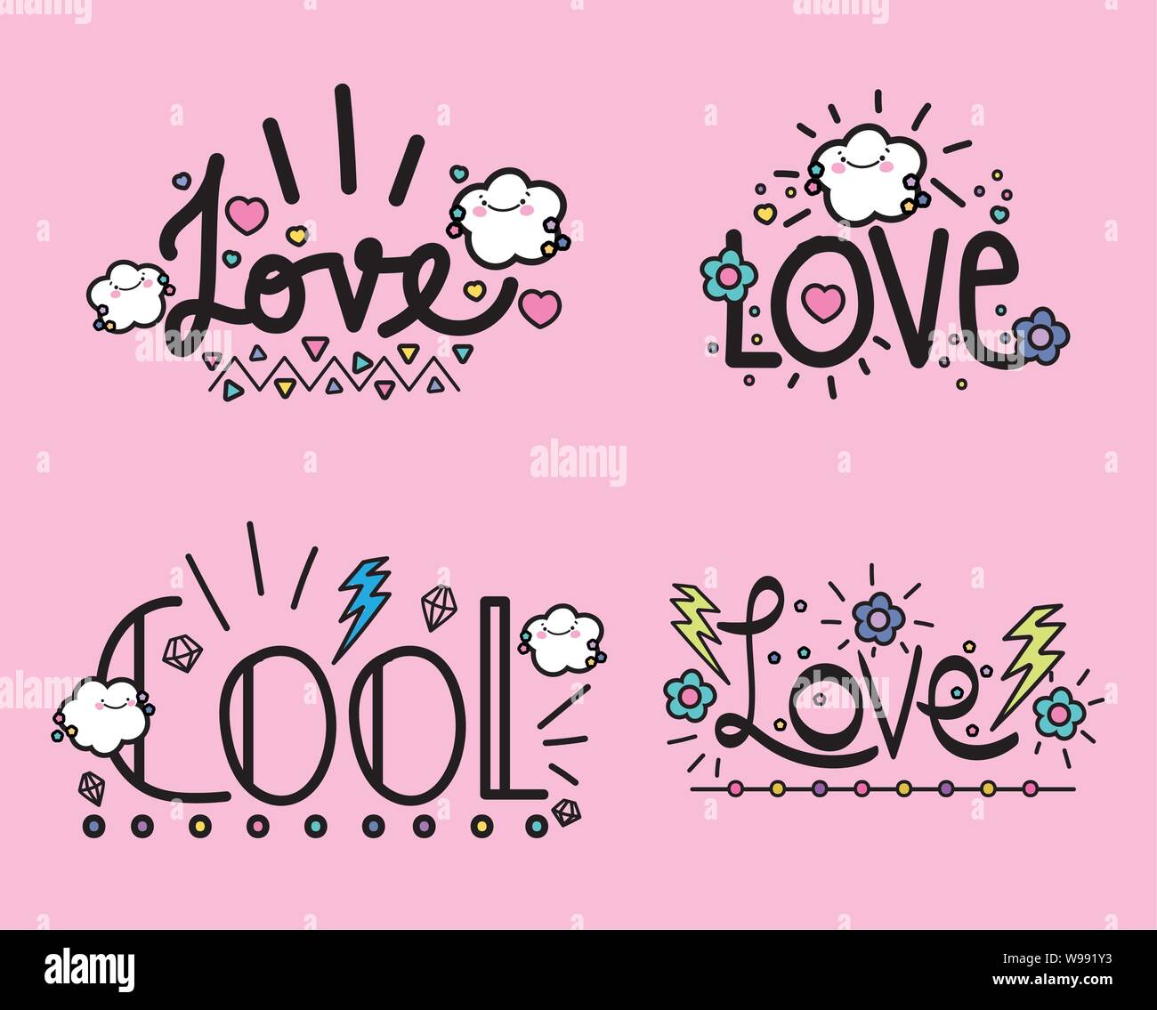 handwritten messages background set motivational words vector ...