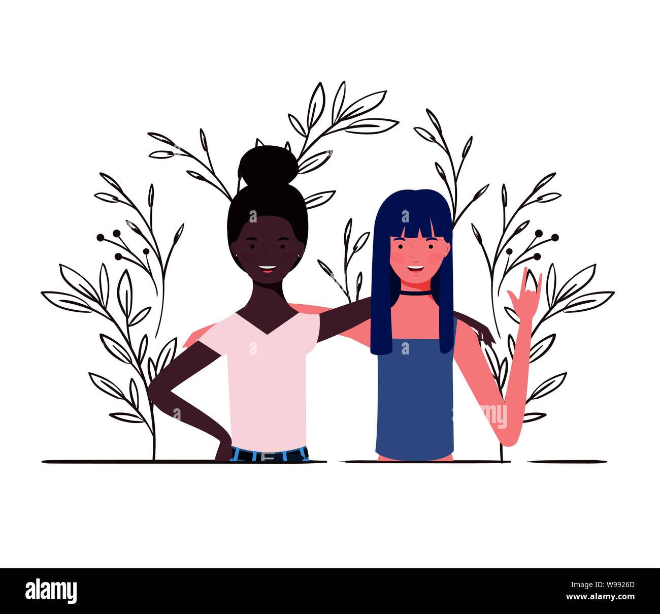 young women with landscape background Stock Vector Image & Art - Alamy