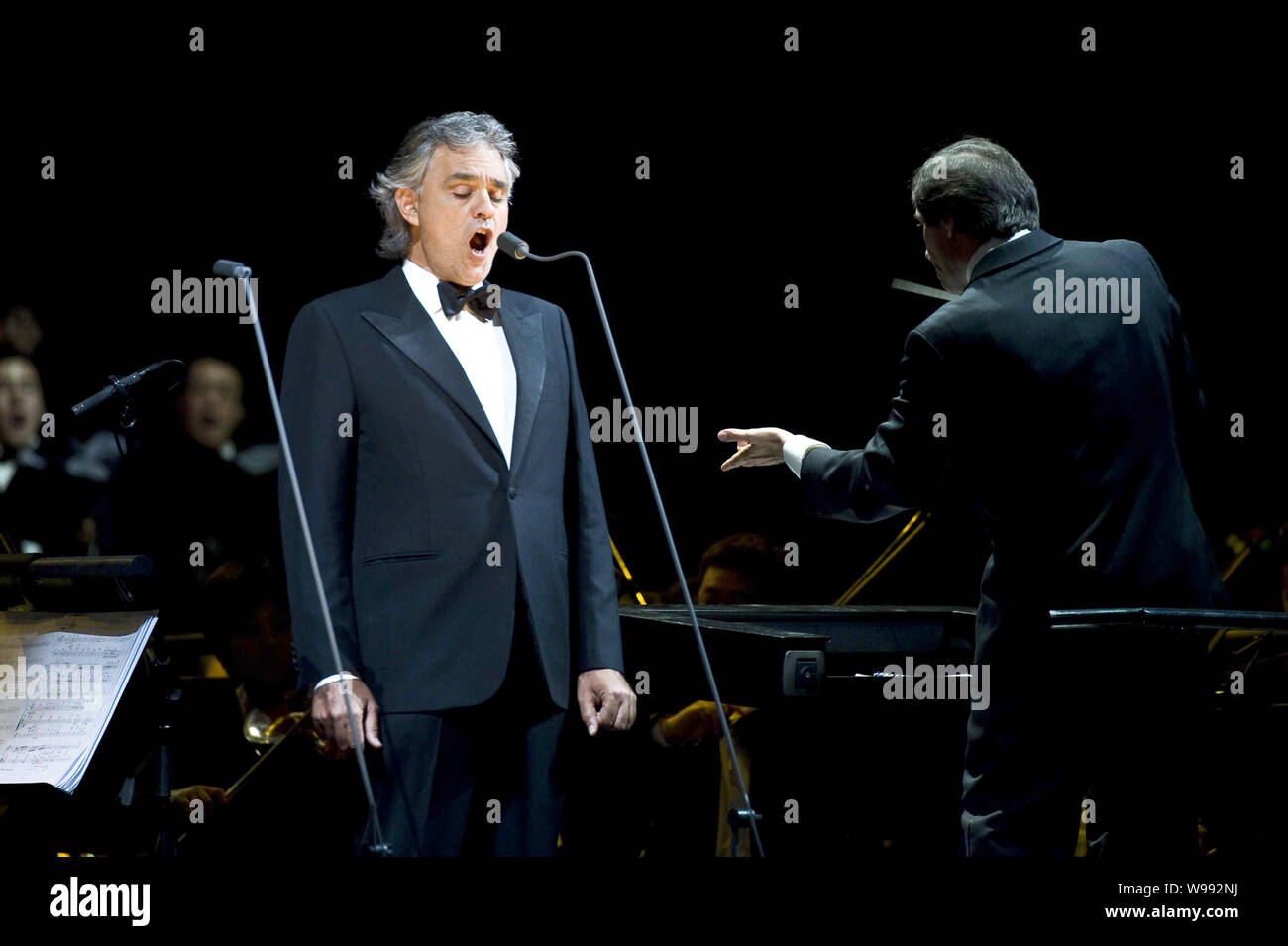 Italian tenor Andrea Bocelli sings at his concert in the National ...