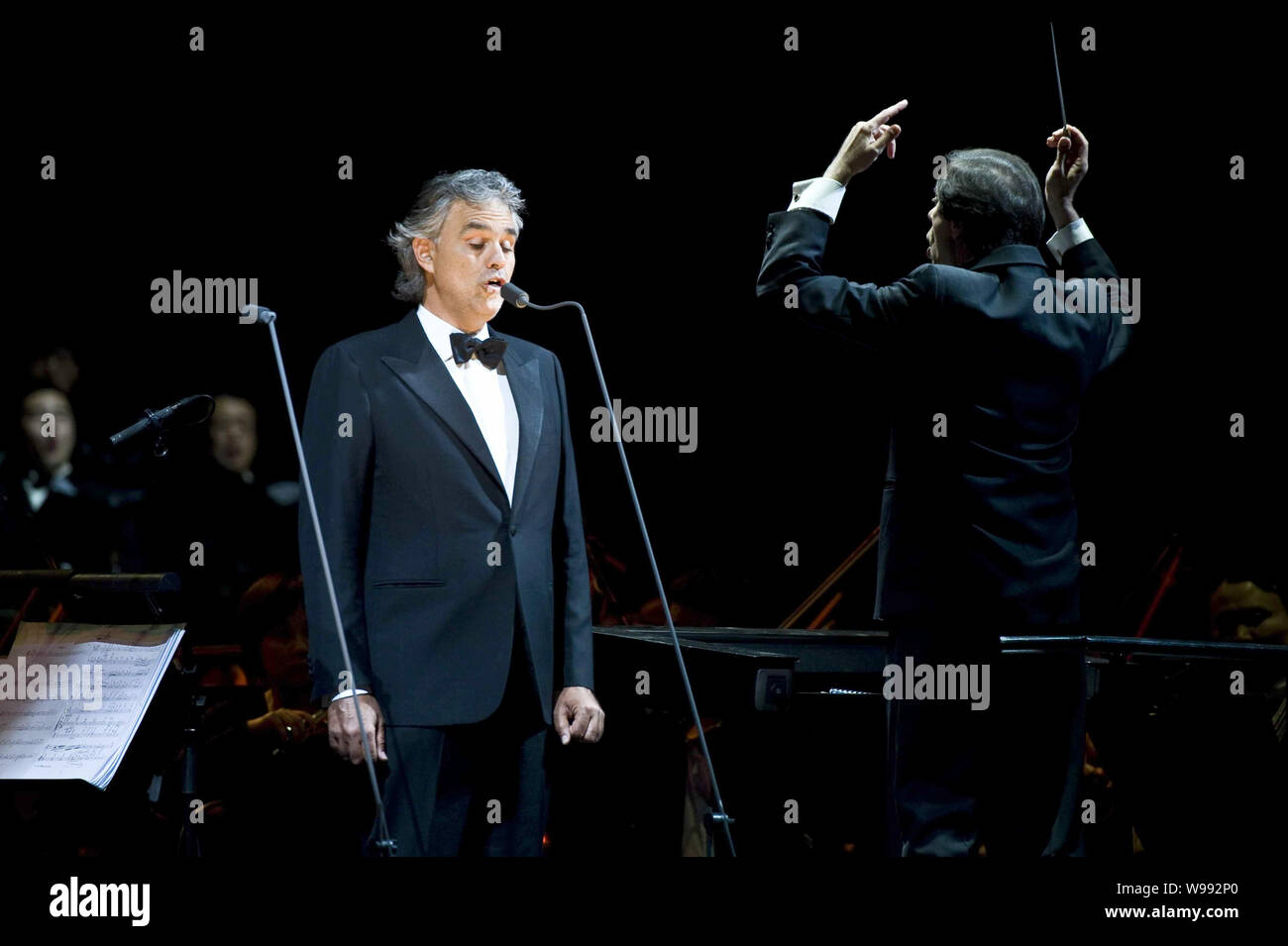 Italian tenor Andrea Bocelli sings at his concert in the National ...