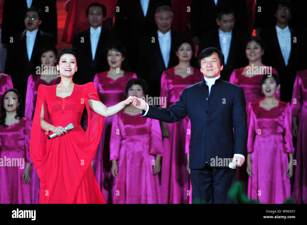 Chinese singer Tan Jing, left, and Hong Kong kungfu superstar Jackie ...