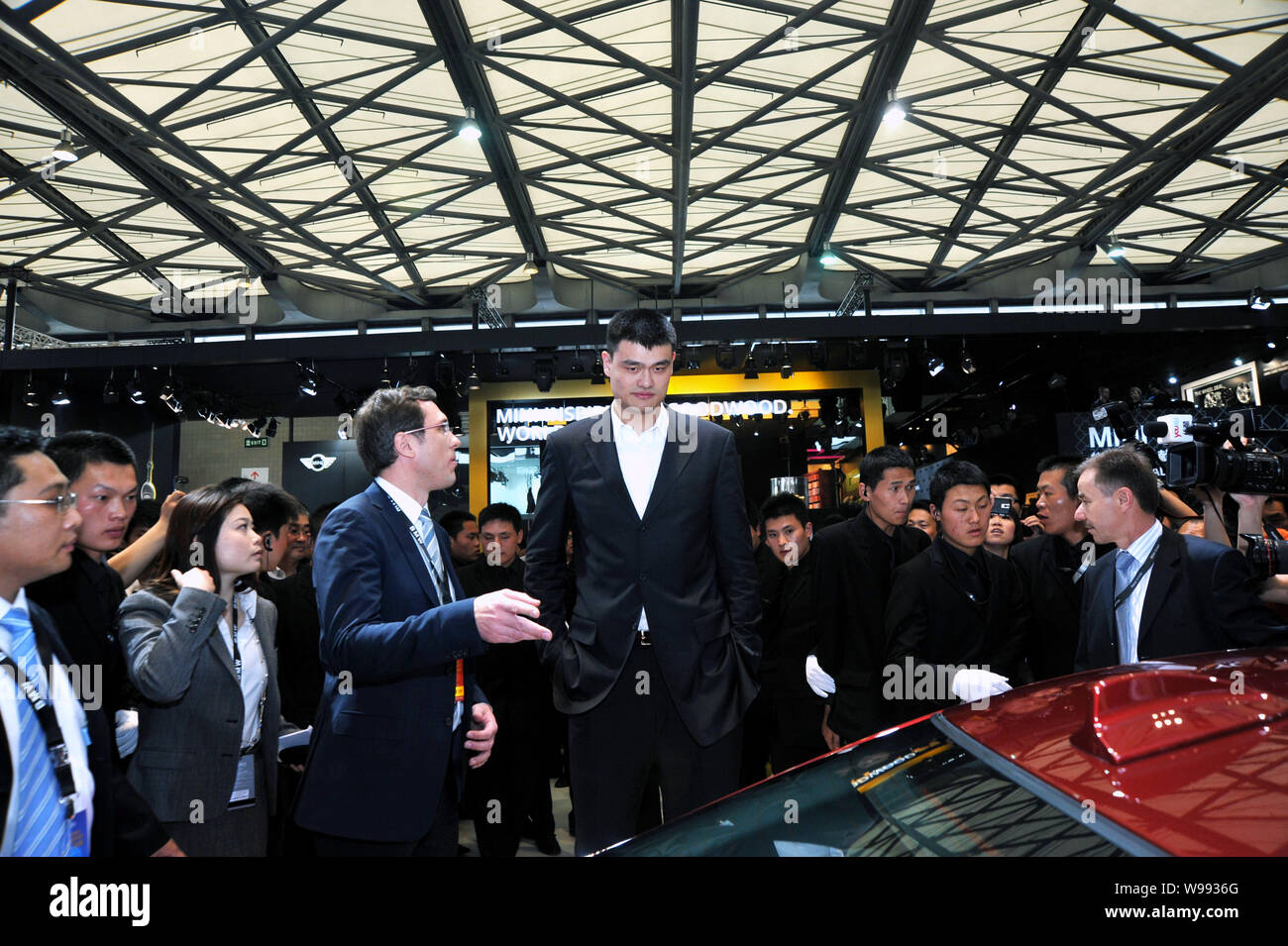 Chinese basketball superstar Yao Ming is pictured at the booth of BMW ...