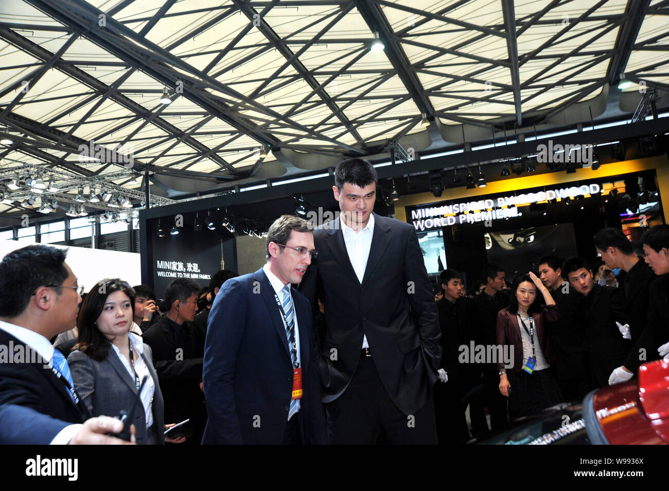 Chinese basketball superstar Yao Ming is pictured at the booth of BMW ...