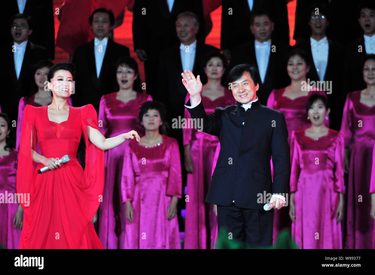 Chinese singer Tan Jing, left, and Hong Kong kungfu superstar Jackie ...