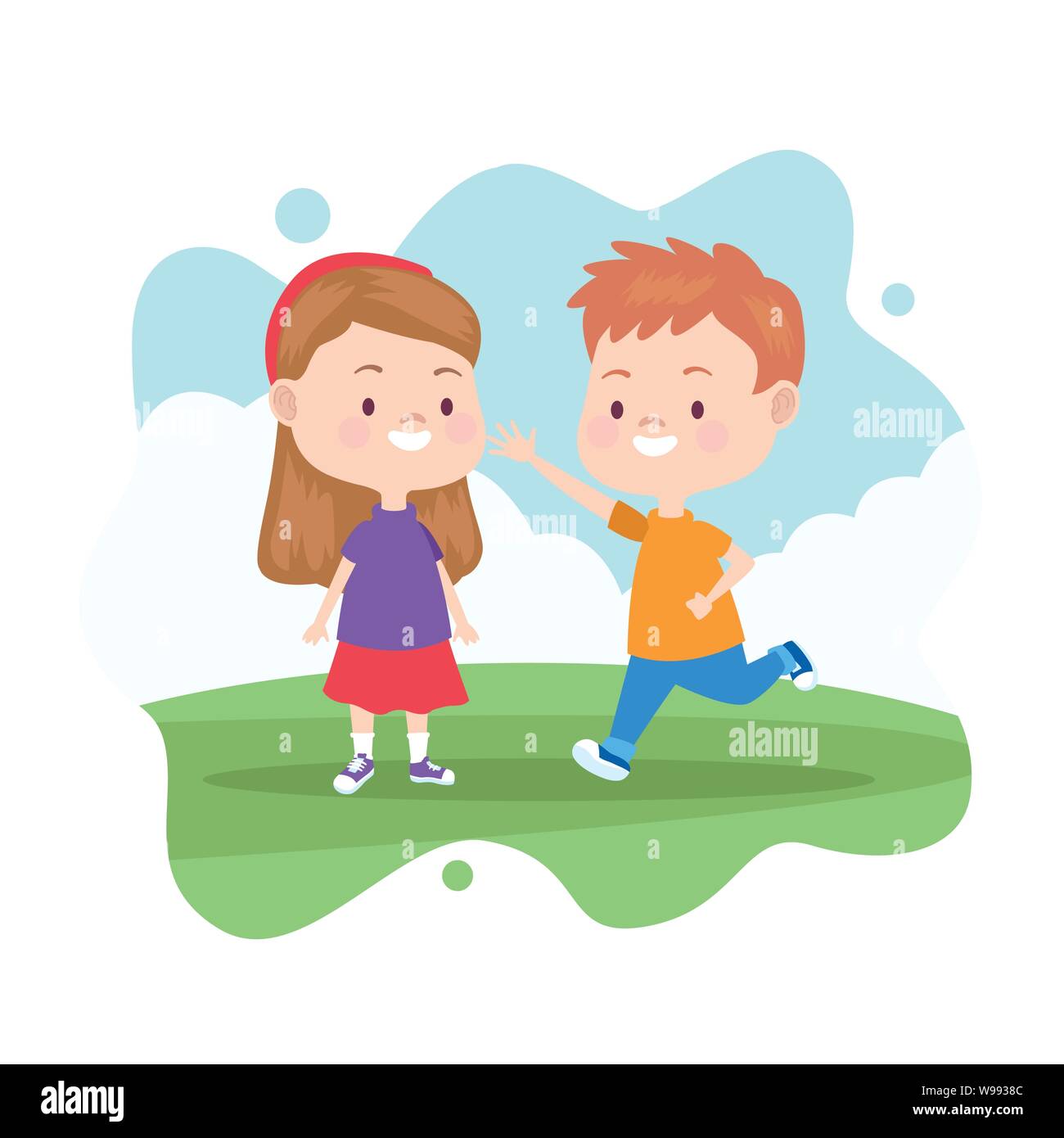 Kids playing and smiling in the park Stock Vector Image & Art - Alamy