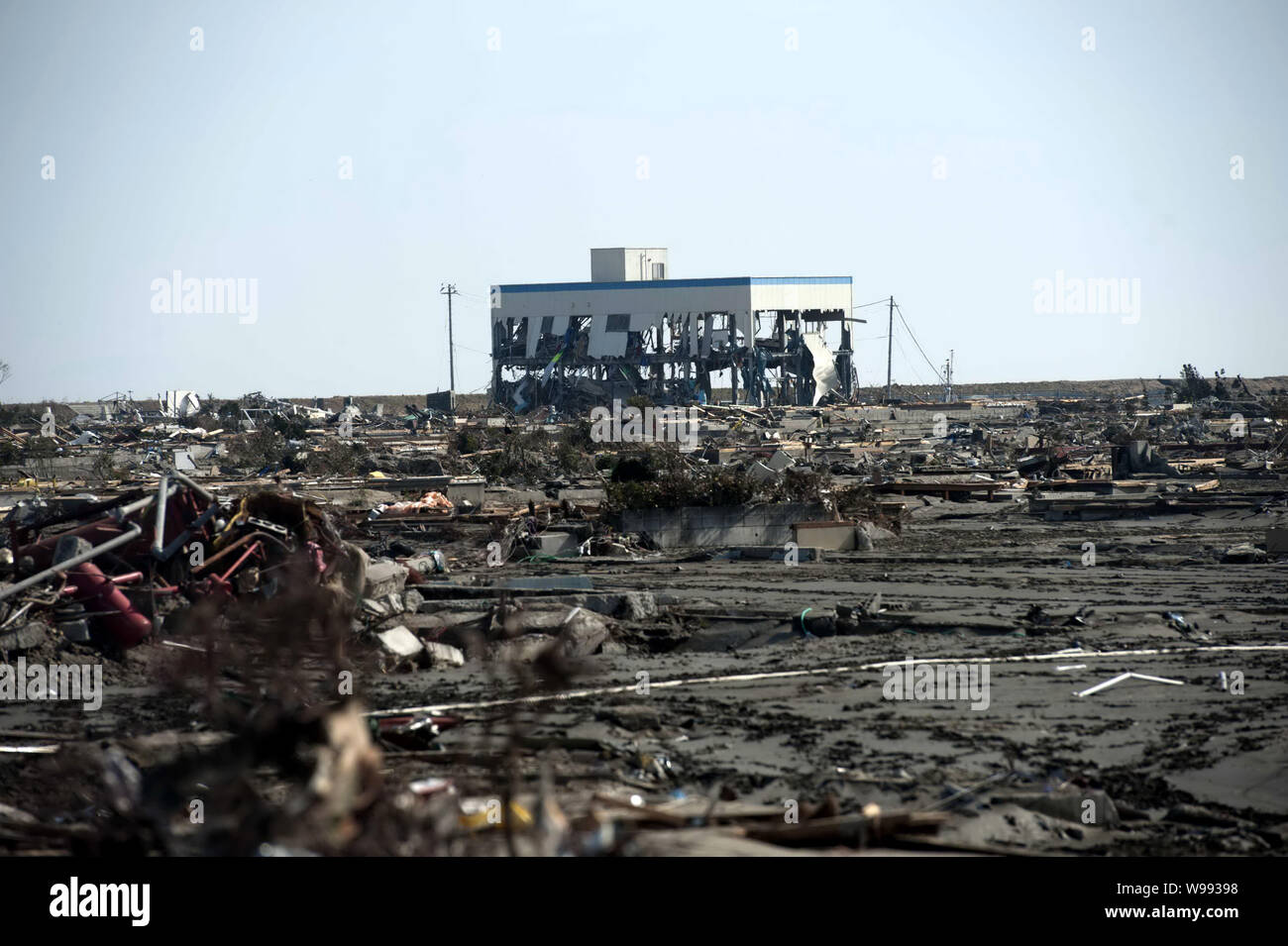 View of the debris of the tsunami devastation caused by the 9.0 ...