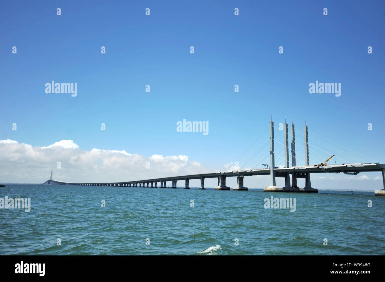 --FILE--The Qingdao Gulf Bridge, also known as the Qingdao Bay Bridge ...