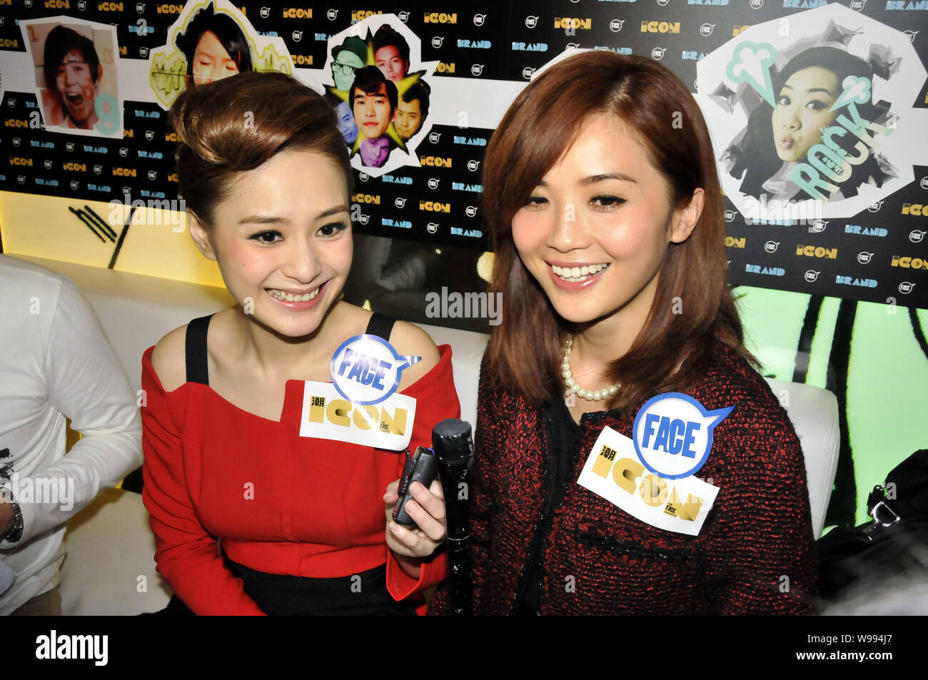 Singers and actresses Charlene Choi Cheuk-Yin, right, and Gillian Chung ...