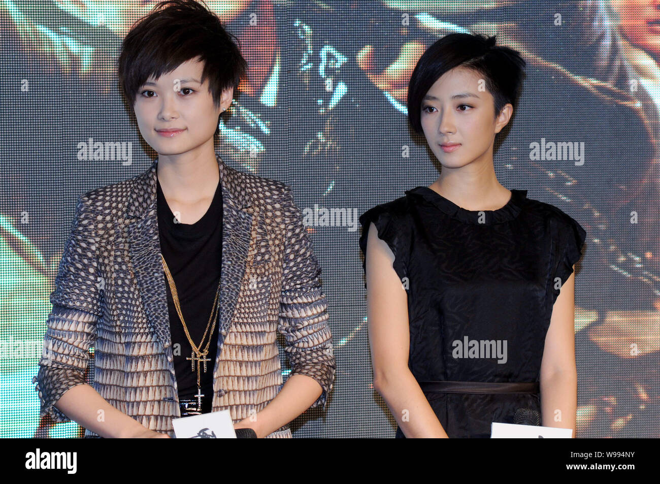 Chinese singer and actress Li Yuchun, left, and Taiwanese actress Guey ...