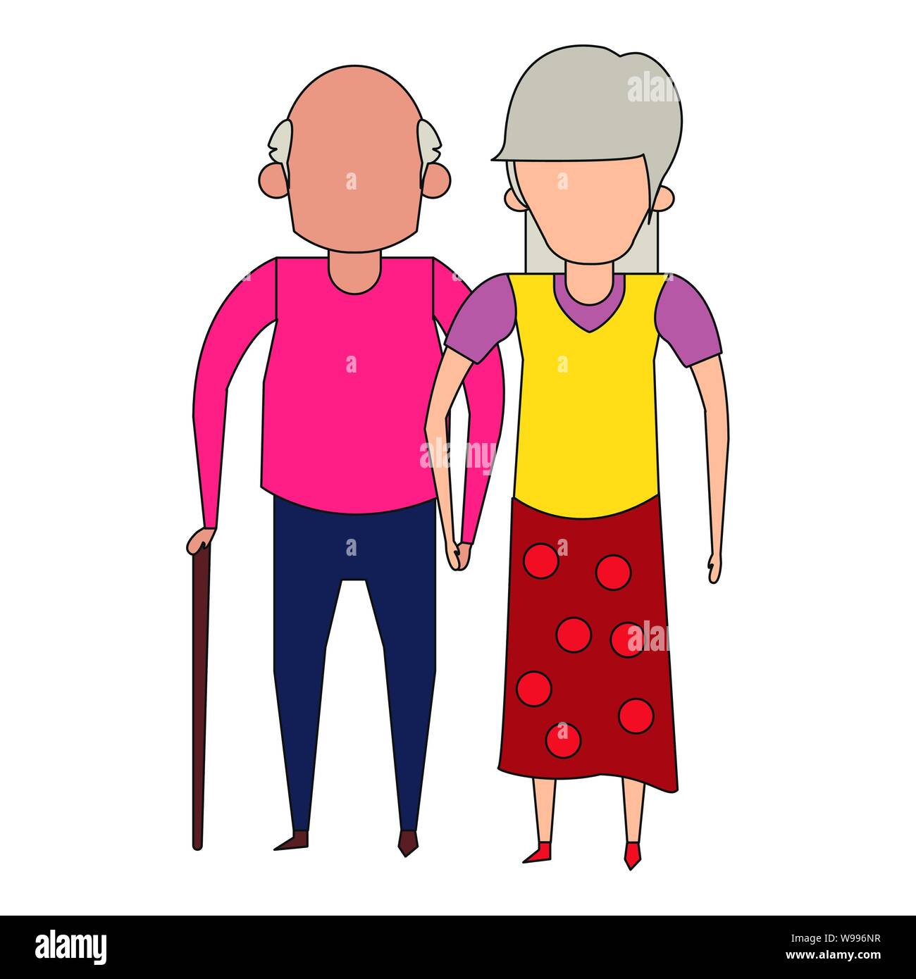 grandparents senior old people cartoon faceless Stock Vector Image ...