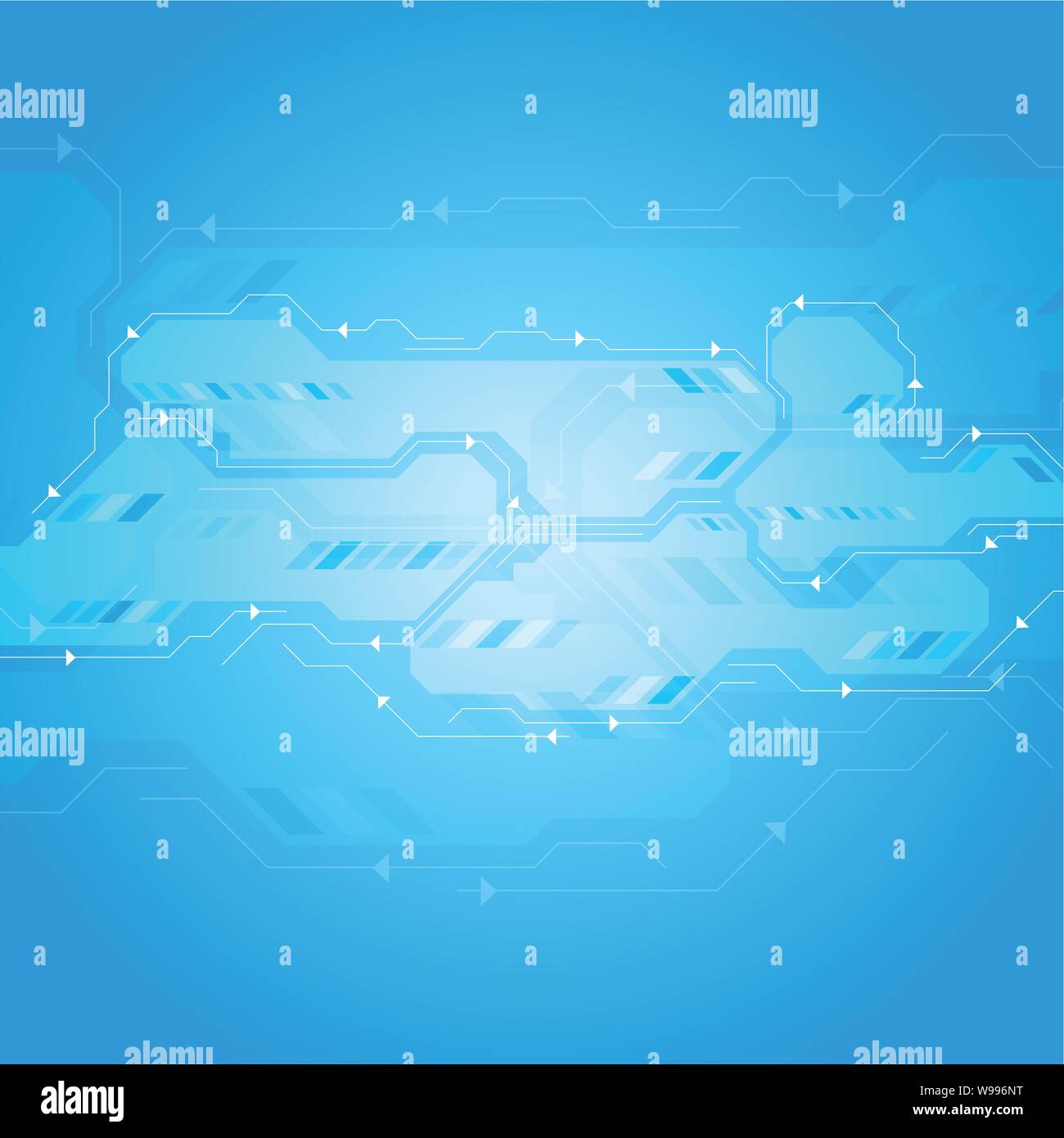 Bright blue abstract circuit board chip technology background. Vector ...