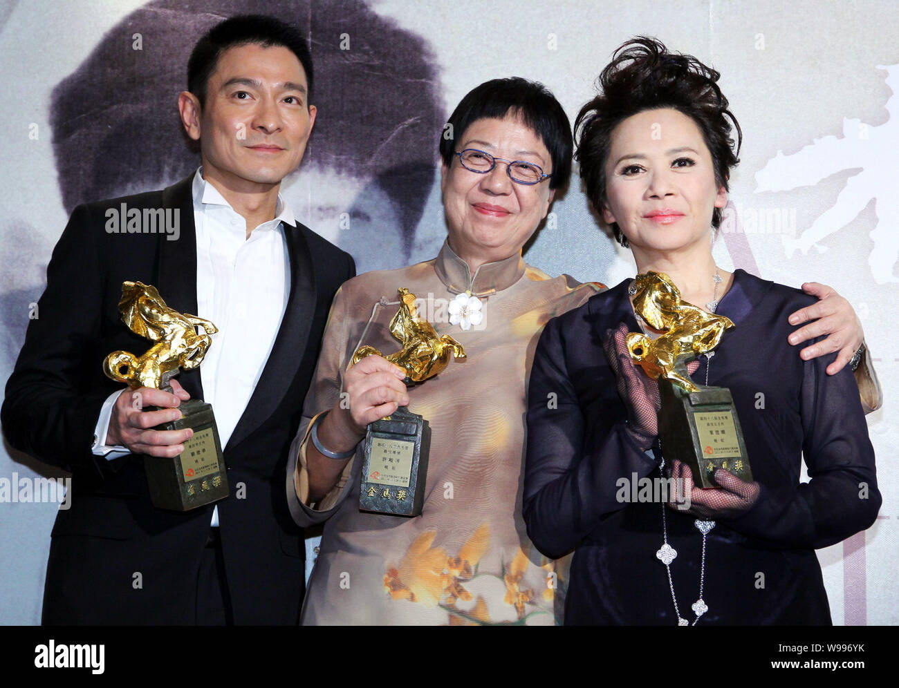 (From left) Hong Kong singer and actor Andy Lau, Hong Kong director Ann ...