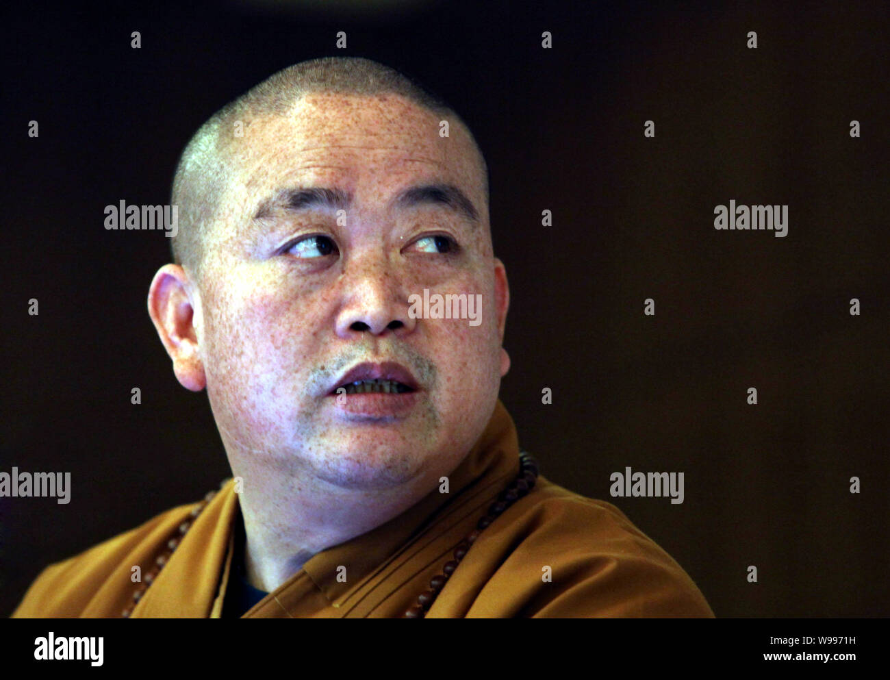 --FILE--Chinese abbot Shi Yongxin of the Shaolin Temple attends a forum ...