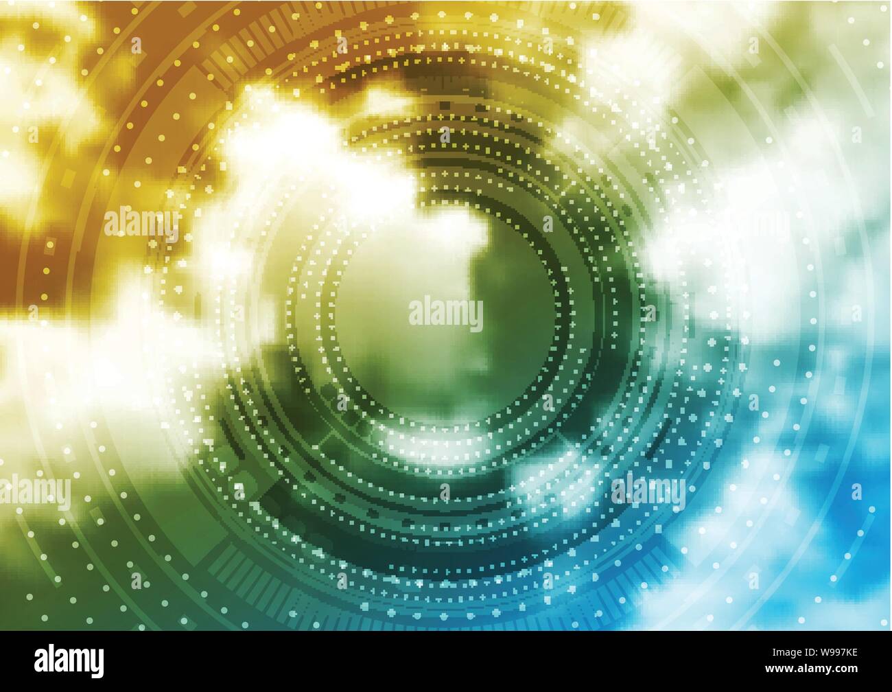 Bright technology HUD design on sky abstract background. Vector design ...